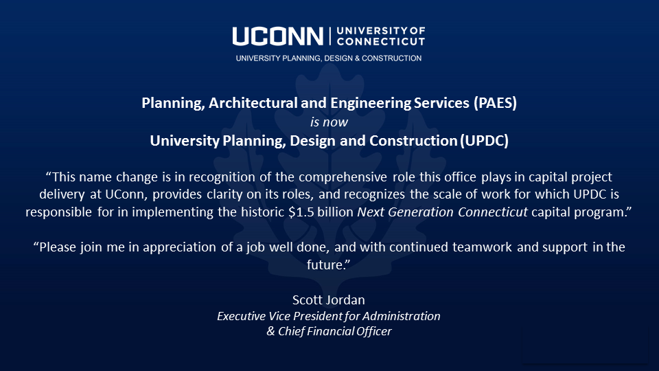 Planning, Architectural and Engineering Services is now University ...